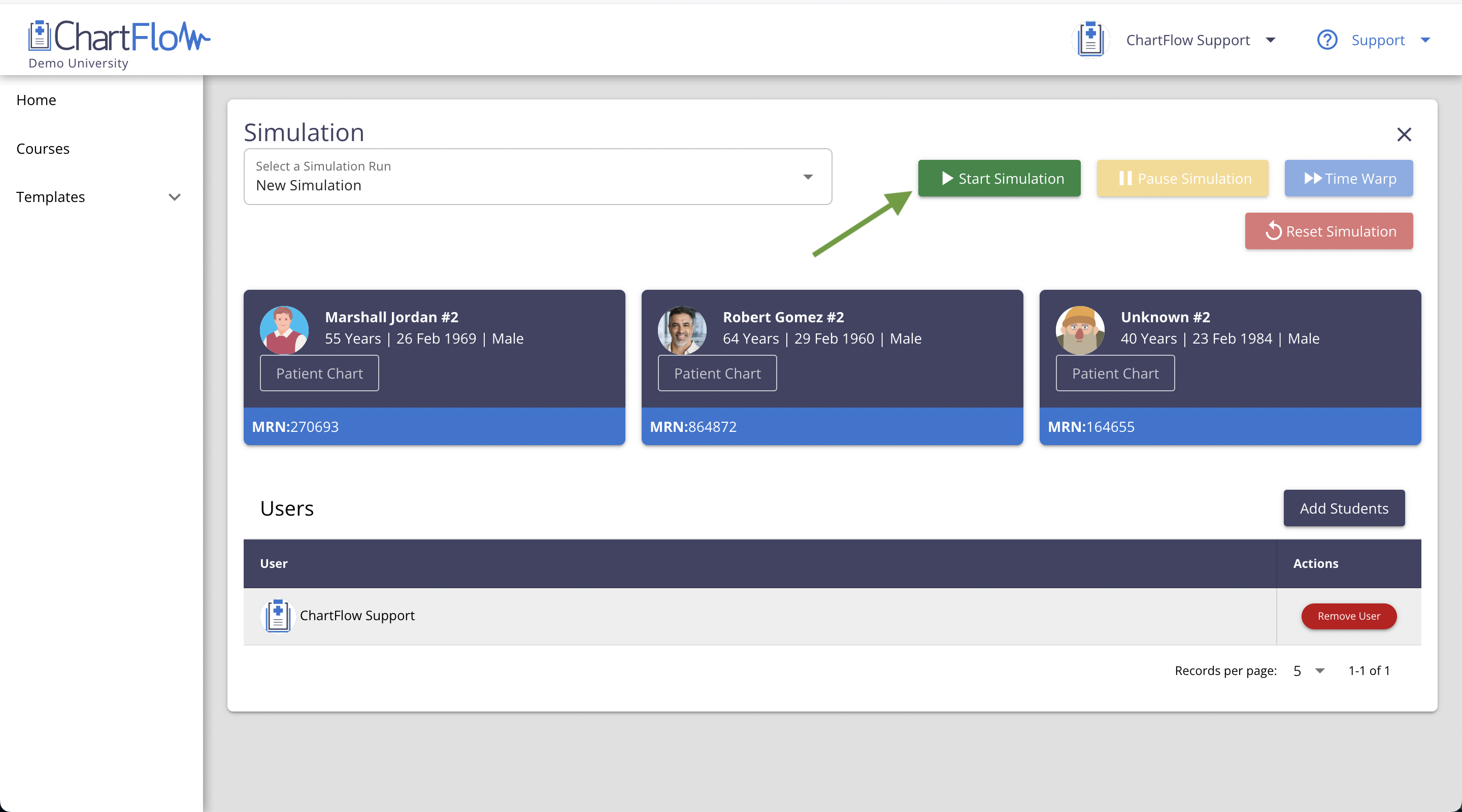 Simulation Control Panel